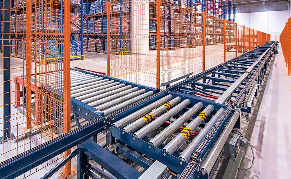 high throughput and automated goods handling with pallet conveyors ...